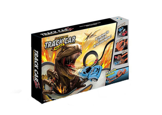 Plastic 2 Vehicles Hot Wheels Race Car Track Sets with Dinosaur Track Builder supplier