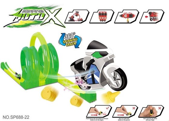 2 Mini Motocycle Kids Race Track Set With 360 Degree Spinning Top Speed supplier