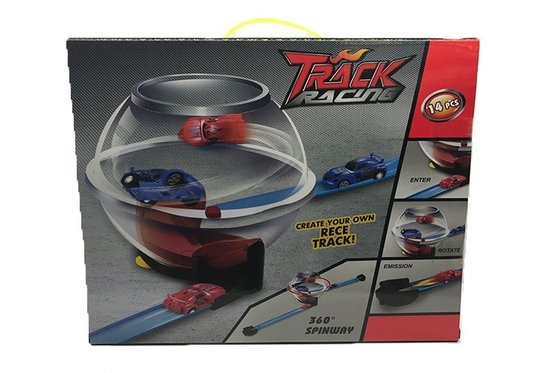46.5 " 360° Stunt Racing Toy Race Car Track Sets Crystal Globe Shape 14 Pcs 2 Cars supplier