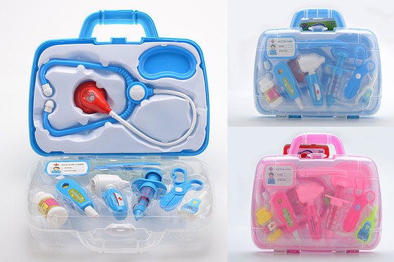 Pretend And Play Doctor Set with Syringe Stethoscope Thermometer 10 Pcs Case supplier