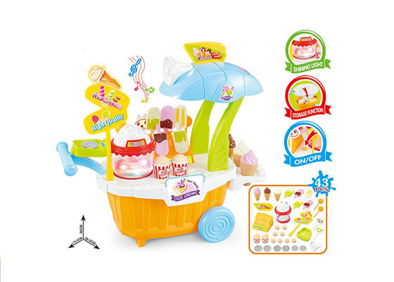 43 Pcs Musical Children's Play Toys Kids Ice Cream Cart Toy With Music supplier