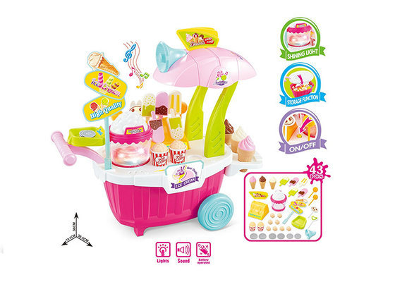 43 Pcs Musical Children's Play Toys Kids Ice Cream Cart Toy With Music supplier