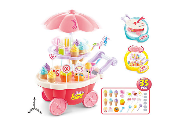 43 Pcs Musical Children's Play Toys Kids Ice Cream Cart Toy With Music supplier
