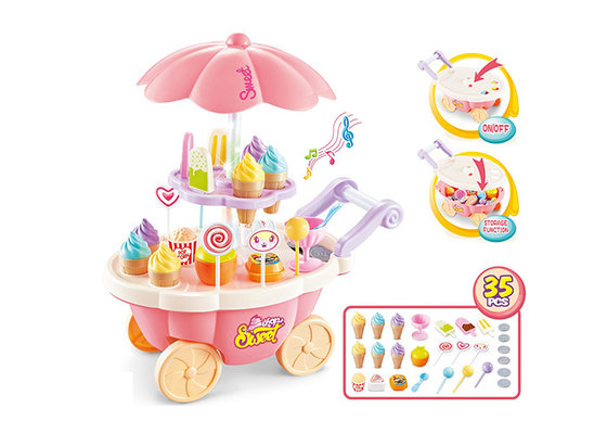43 Pcs Musical Children's Play Toys Kids Ice Cream Cart Toy With Music supplier