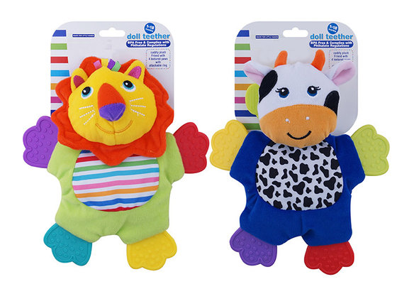 10 " BPA Free Plush Animal Teether Infant Baby Toys with 4 Textured Paws Lion Bear supplier