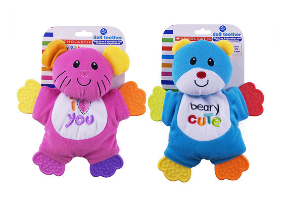 10 " BPA Free Plush Animal Teether Infant Baby Toys with 4 Textured Paws Lion Bear supplier