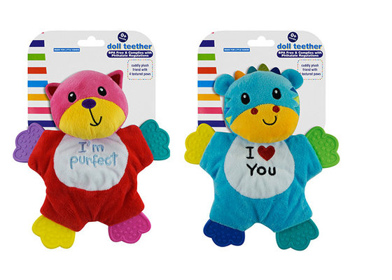 10 " BPA Free Plush Animal Teether Infant Baby Toys with 4 Textured Paws Lion Bear supplier