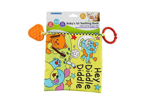 Colorful Soft Teether Book With Crinkle Sound , Safe Teethers For Babies supplier