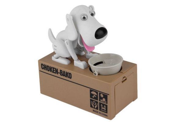 Electric Piggy Bank Hungry Puppy Money Saving Box Battery Powered 6 Colors supplier