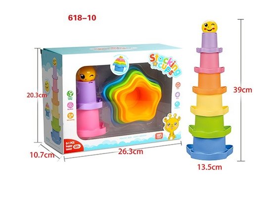 Educational Colorful Baby Stacking Toys With Flower Shape Plastic Cups supplier