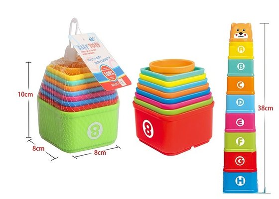 Educational Colorful Baby Stacking Toys With Flower Shape Plastic Cups supplier