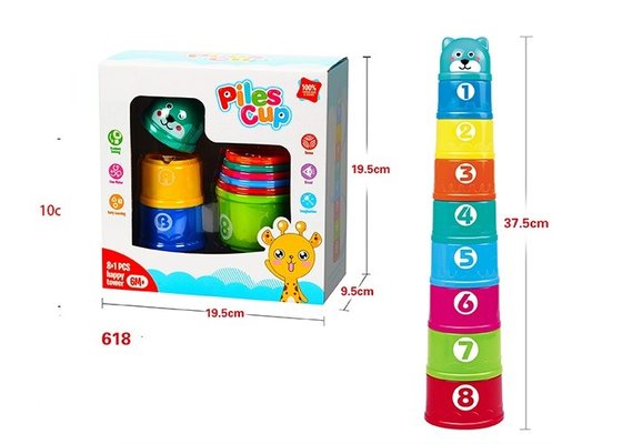 Educational Colorful Baby Stacking Toys With Flower Shape Plastic Cups supplier