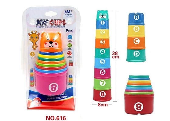 Educational Colorful Baby Stacking Toys With Flower Shape Plastic Cups supplier