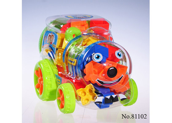 Children's Building Blocks Educational Toys In Train Shaped Storage Box 4 Wheels supplier