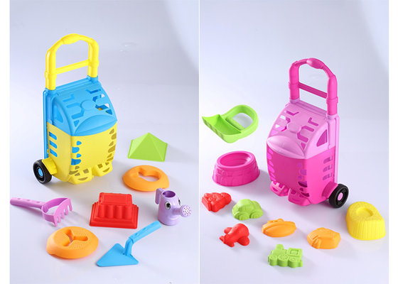 11 " Portable Trolley Cart Beach Sand Toys Set W / Big Storage Bucket 7 Pcs supplier