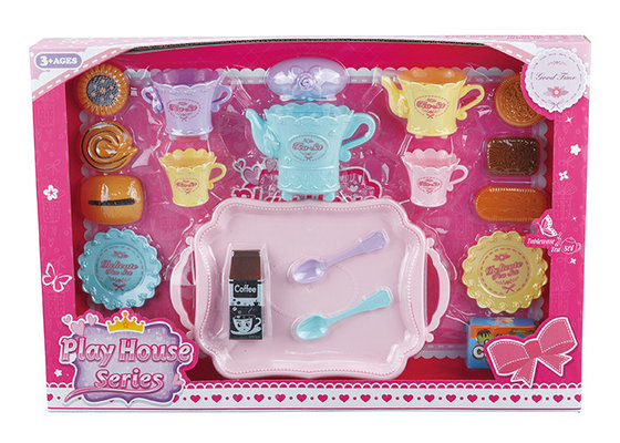 23 Pcs Plastic Cookies Tea Set Fun Toys For Kids W / Big Plate Spoons Cups supplier