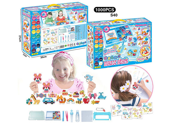 Pink Red Arts And Crafts Toys , 1000 Pcs Magic Plastic Toy Beads For Kids supplier