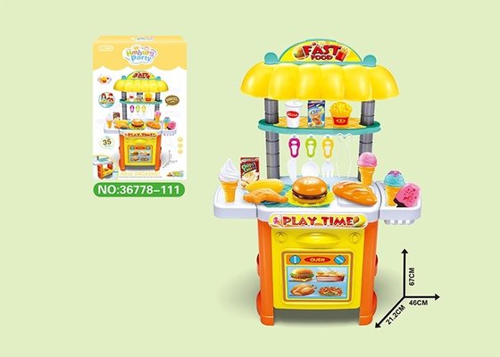 26 " Burger Shop Pretend Role Children's Play Toys , 37Pcs Green Kitchen Set supplier