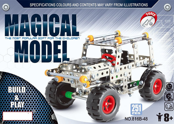 Alloy Assembling DIY Building Blocks Jeep Fire Truck Boat 333 Pcs / Children'S Toys Building Bricks supplier