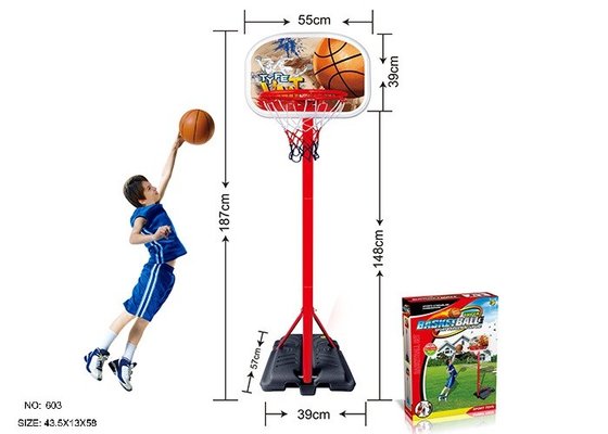 Portable Basketball Hoop Stand Children's Play Toys Wheels Metal Rim 190 CM Height supplier