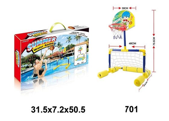 Unisex Children's Play Toys , 2 In 1 Water Basketball Hoop Soccer Goal Set Floatable Blue supplier