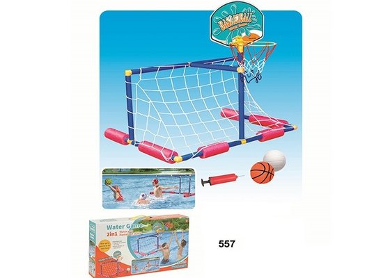 Unisex Children's Play Toys , 2 In 1 Water Basketball Hoop Soccer Goal Set Floatable Blue supplier