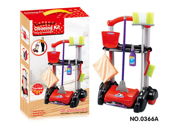 Cleaning Kit Trolley W / Working Vacuum Children's Play Toys Pretend Play Mop Broom supplier