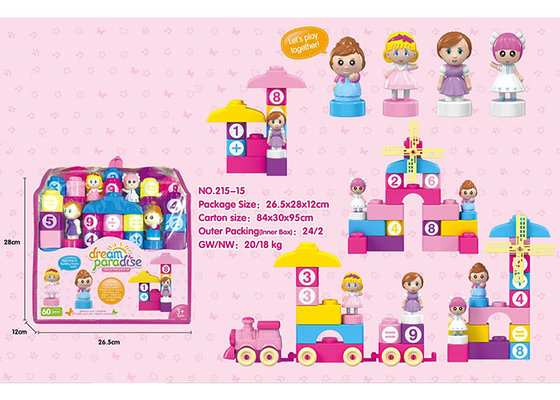 72 Pcs Plastic DIY Building Blocks Educational Toys W / Train Numerals 4 Figurines supplier