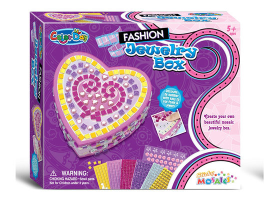 DIY Sticky Jewelry Box Arts And Crafts Set W / Glitter Gems Beads Age Five supplier