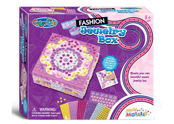 DIY Sticky Jewelry Box Arts And Crafts Set W / Glitter Gems Beads Age Five supplier