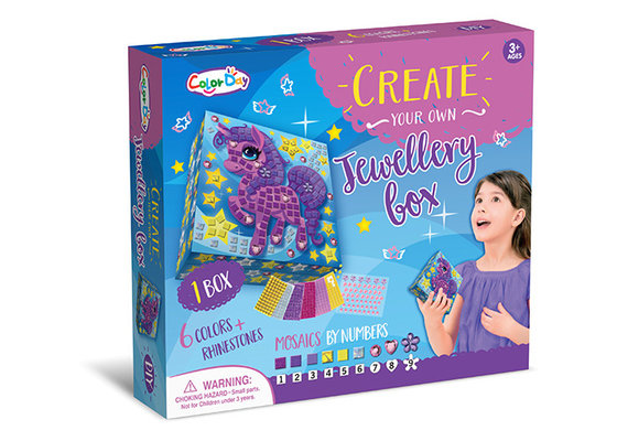 DIY Sticky Jewelry Box Arts And Crafts Set W / Glitter Gems Beads Age Five supplier