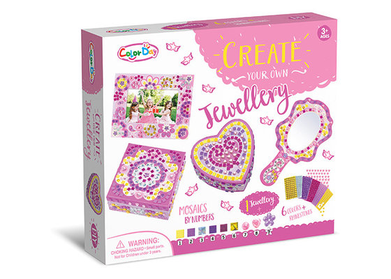 DIY Sticky Jewelry Box Arts And Crafts Set W / Glitter Gems Beads Age Five supplier