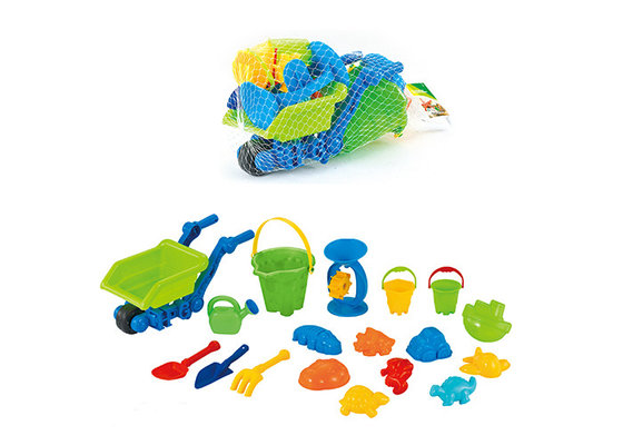 18 Pcs Plastic Beach Trolley Cart Children's Play Toys W / Bucket Spade Shovel supplier
