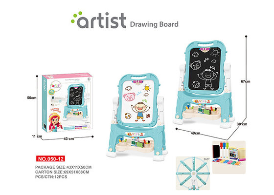 67 CM Height Unisex Kids Magnetic Drawing Board 12 Chalks Painting Blue supplier