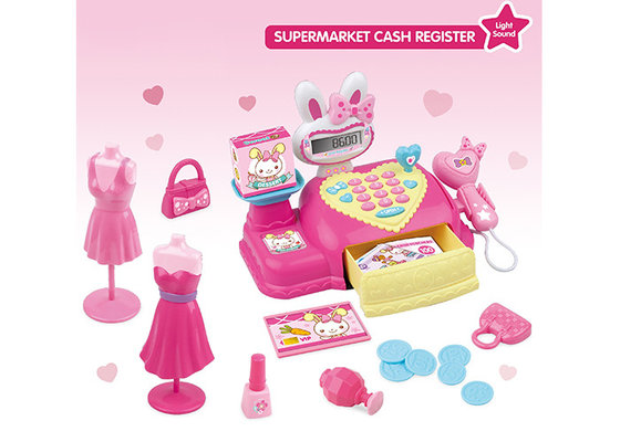 18 " Shopping Pretend Play Cash Register Children's Play Toys Pink Caculator Scanner supplier