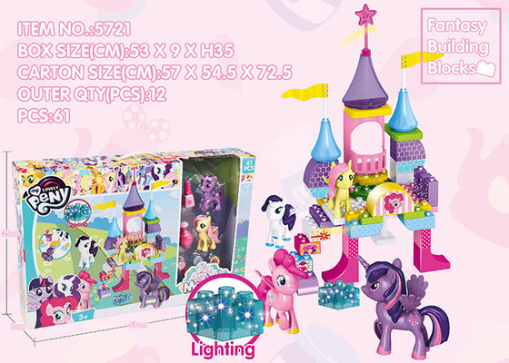 Lighting Plastic Castle Building Blocks Educational Toys Set With 3 X AG13 Button Cell Batteries 68Pcs supplier