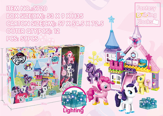 Lighting Plastic Castle Building Blocks Educational Toys Set With 3 X AG13 Button Cell Batteries 68Pcs supplier