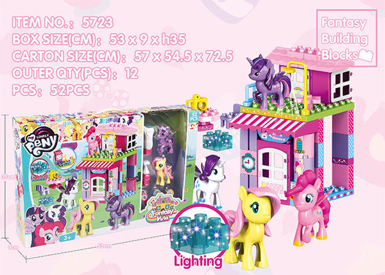 Lighting Plastic Castle Building Blocks Educational Toys Set With 3 X AG13 Button Cell Batteries 68Pcs supplier