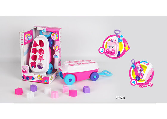 Pink Building Blocks Educational Toys For Kids Age 3 Years / Animal Trolley Cart supplier