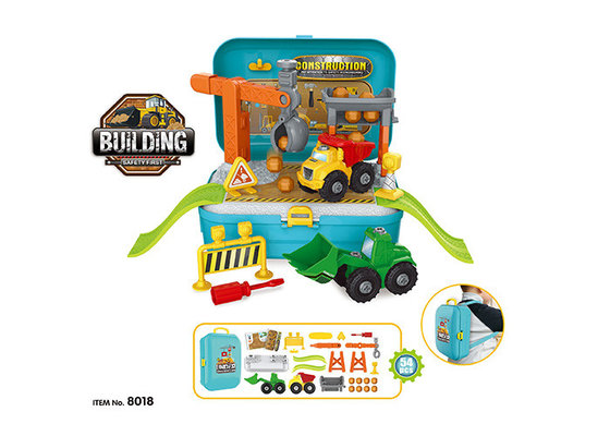 DIY Assembly Plastic Construction Trucks Kids Toy Vehicles Pretend Play In Backpack 54Pcs supplier