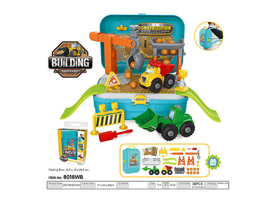 DIY Assembly Plastic Construction Trucks Kids Toy Vehicles Pretend Play In Backpack 54Pcs supplier