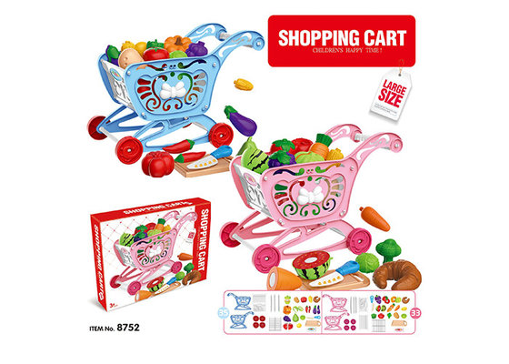 W / Fruit Age 3 Pink 33Pcs Childrens Toy Kitchen Sets 17 " Pretend Play Cashier Shopping Cart supplier