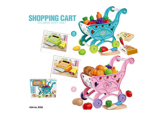 W / Fruit Age 3 Pink 33Pcs Childrens Toy Kitchen Sets 17 " Pretend Play Cashier Shopping Cart supplier