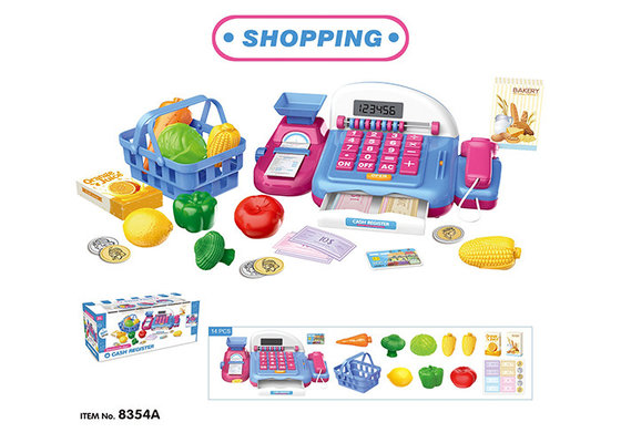 14 " Beauty Sets Pretend Shopping Cashier Children's Play Toys W / Caculation LED Screen 19Pcs supplier
