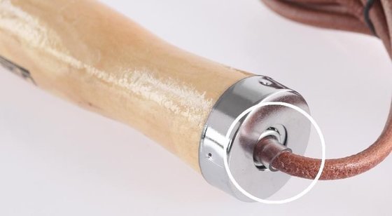 Leather Speed Bearing Jump Rope with red beech Wooden Handle