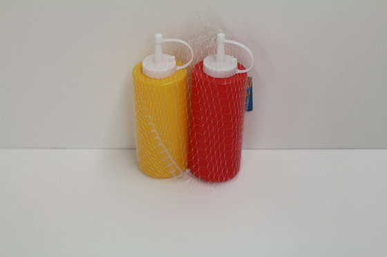 Red / Yellow 11.5oz Mustard Ketchup Dispensers , Kitchen Products