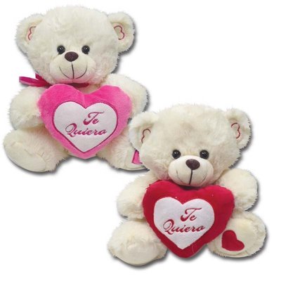 Off White Valentines Day Stuffed Toys Soft Plush Bear With Red Heart