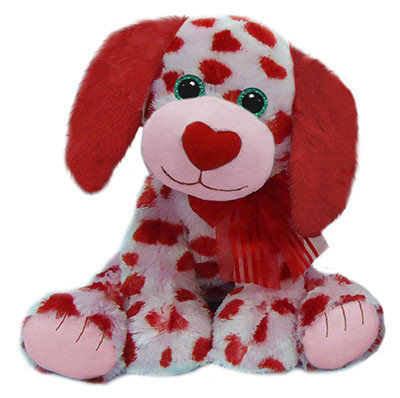 Jouets bourrés mignons de jour de valentines de chiens de jouet de peluche avec le logo de broderie