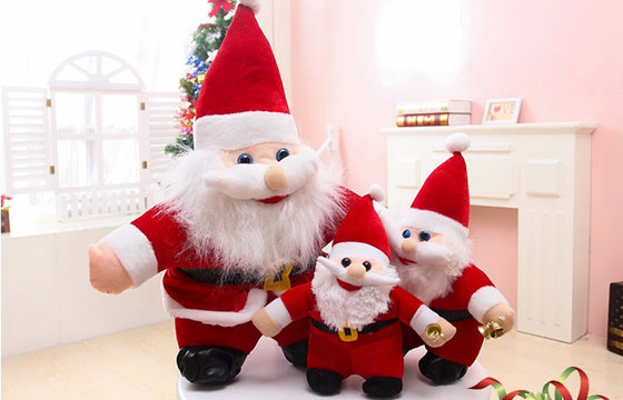 Les jouets ROUGES de vacances de Santa 35CM de père traditionnel de Noël, peluche bourrée joue