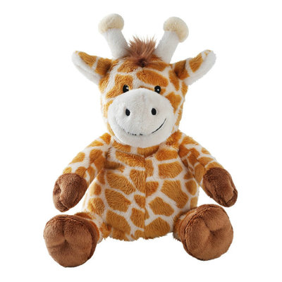 Beaux jouets de peluche de girafe de Brown reposant et tenant la pose